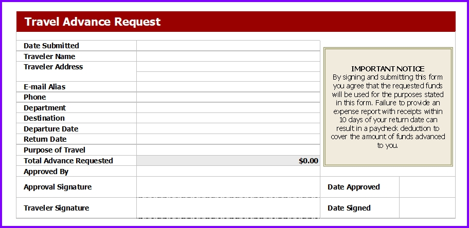 Business Travel Request Form Excel Templates Excel Spreadsheets 