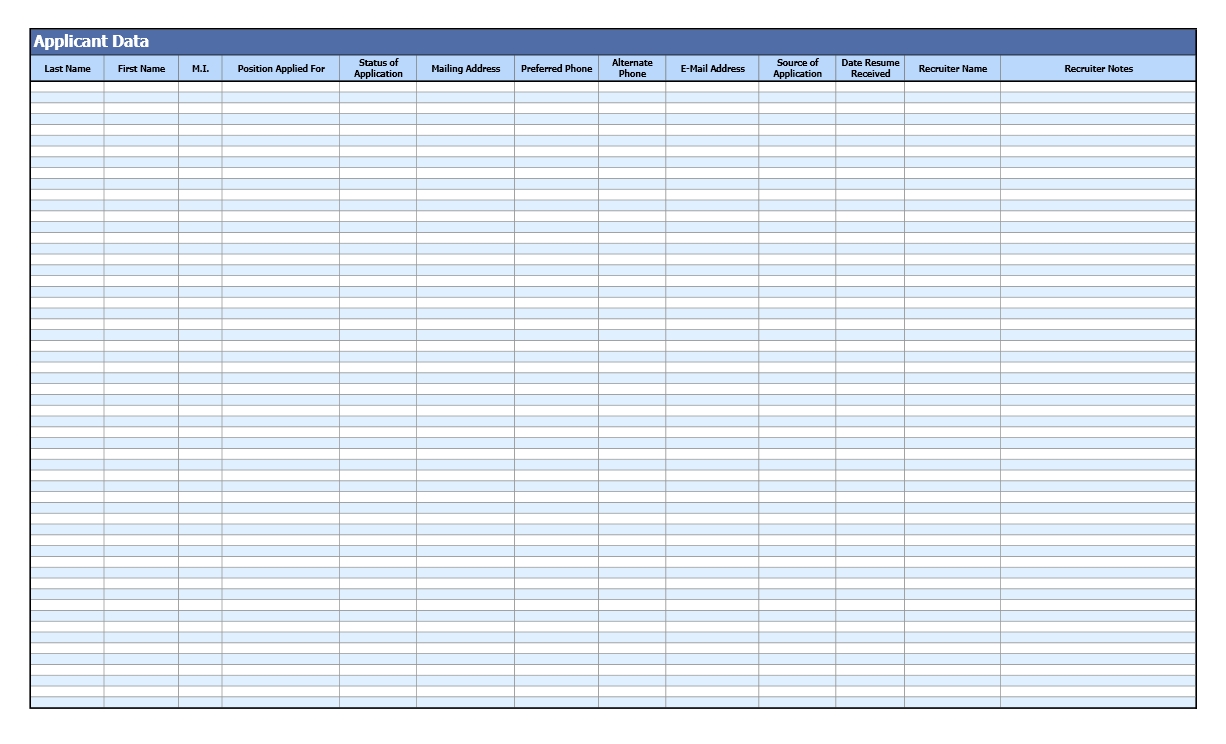 Recruitment Applicant Data Log Template Excel Templates Excel 
