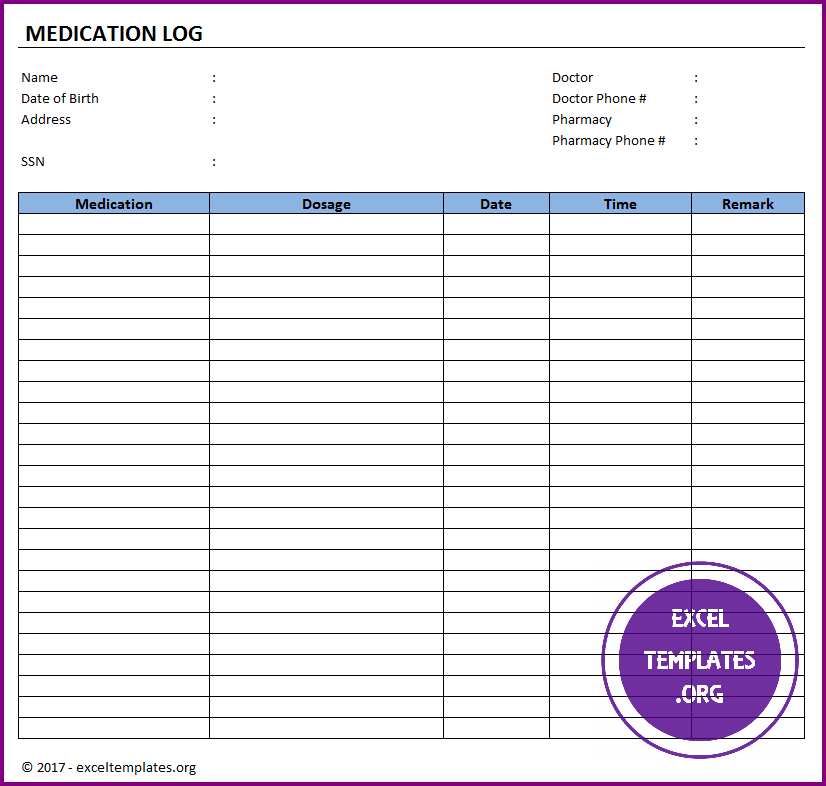 Medication Log Template Excel Templates Excel Spreadsheets Excel Medication Log Template Excel Templates Excel Spreadsheets Excel