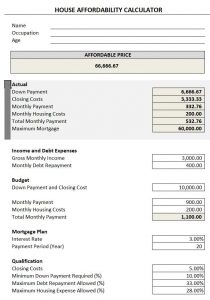 House Affordability Calculator » EXCELTEMPLATES.org