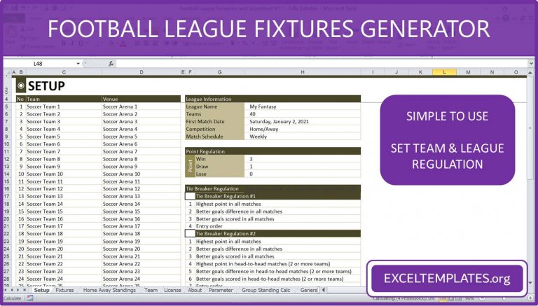 Soccer League Generator and Automatic Standing Table Template ...