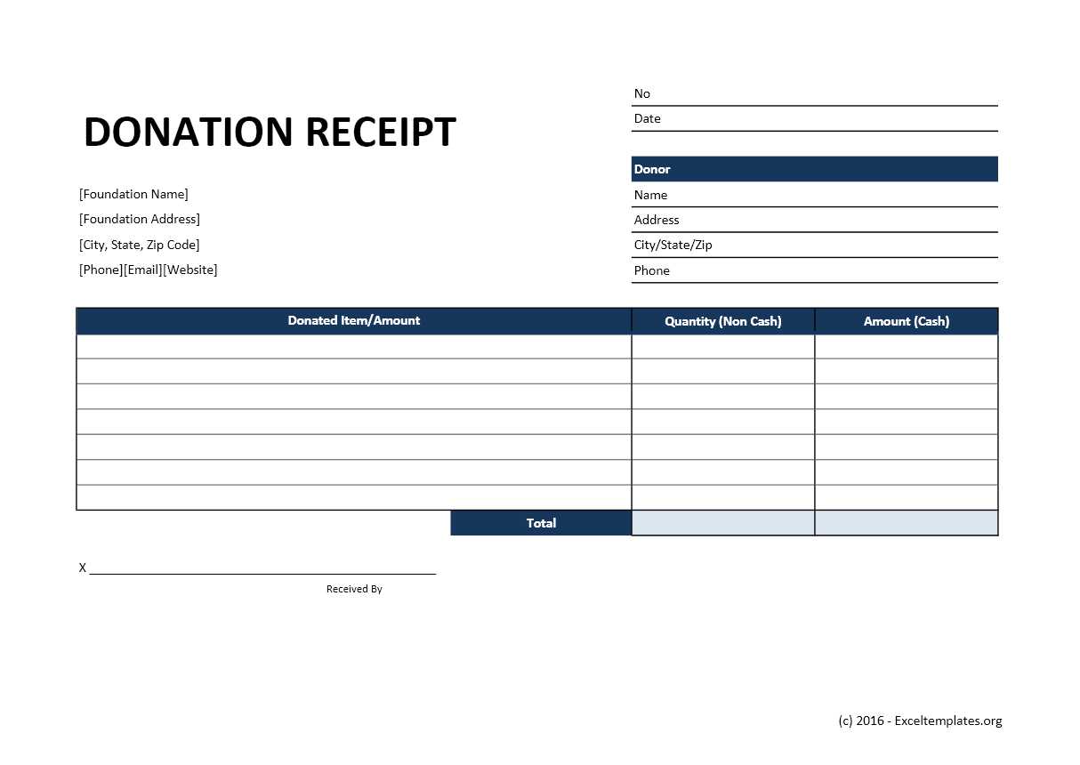Donation Receipt Template EXCELTEMPLATES