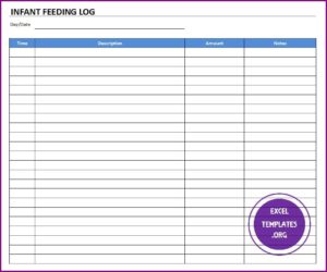 Infant Feeding Log Template » EXCELTEMPLATES.org