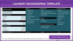 Laundry Bookkeeping Template » EXCELTEMPLATES.org